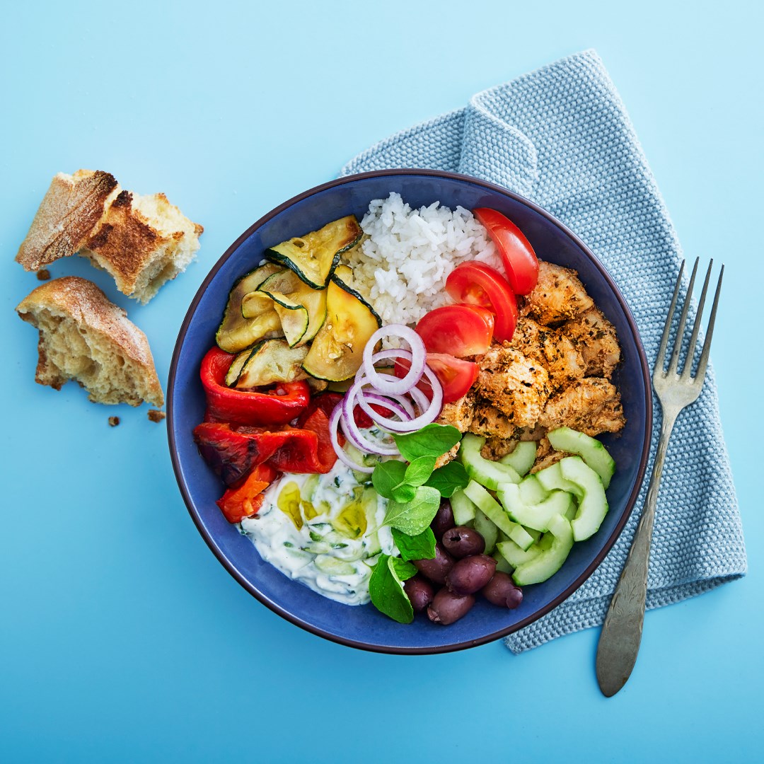 Græsk bowl med kylling