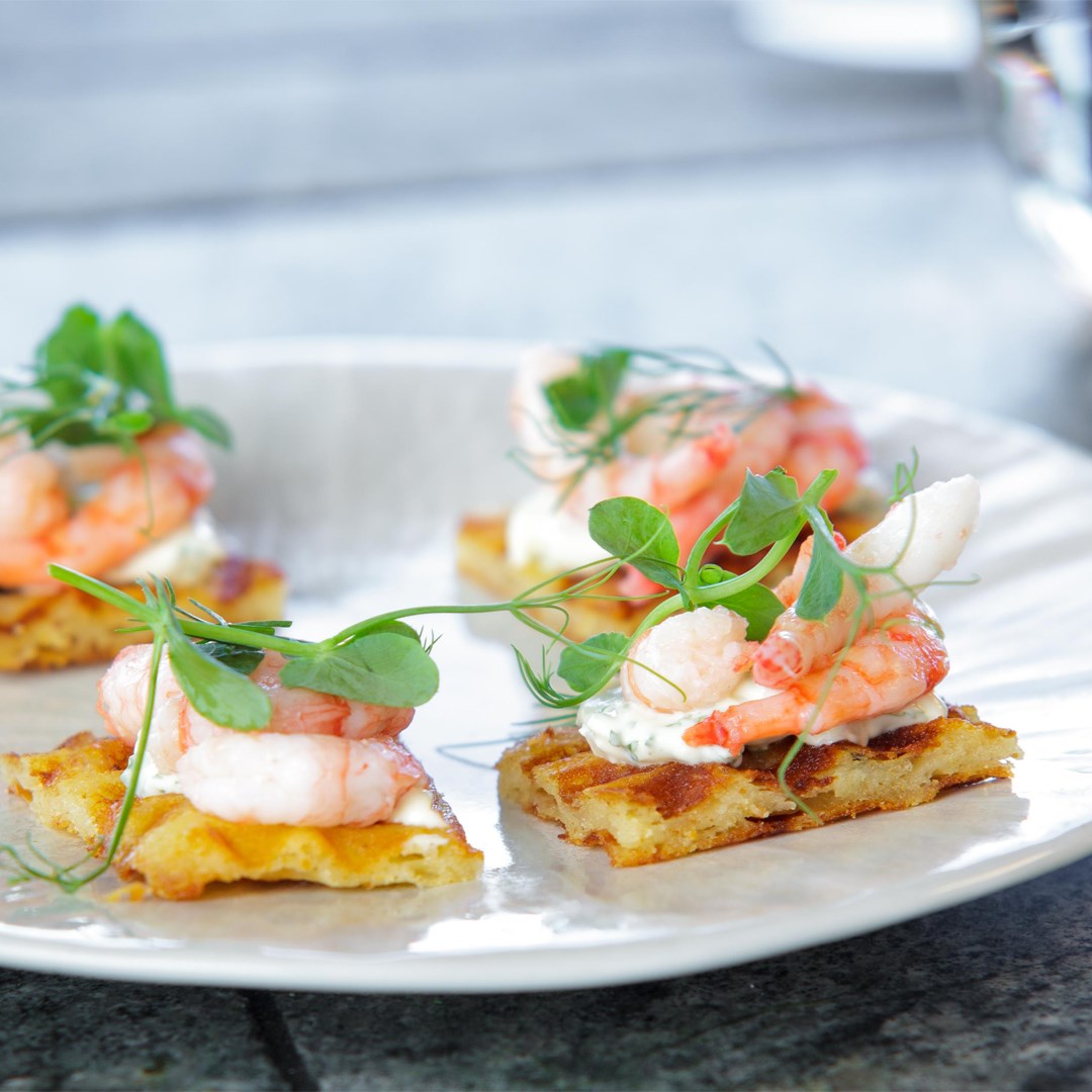 Få opskriften på Sprød ostevaffel med Vesterhavsost